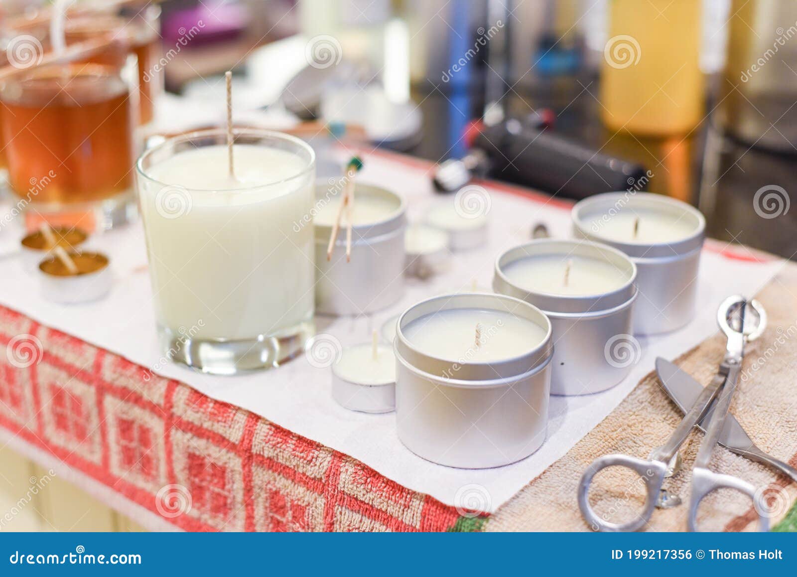 Creative Occupation of Candle Making Showing the Pouring of Liquid Wax ...