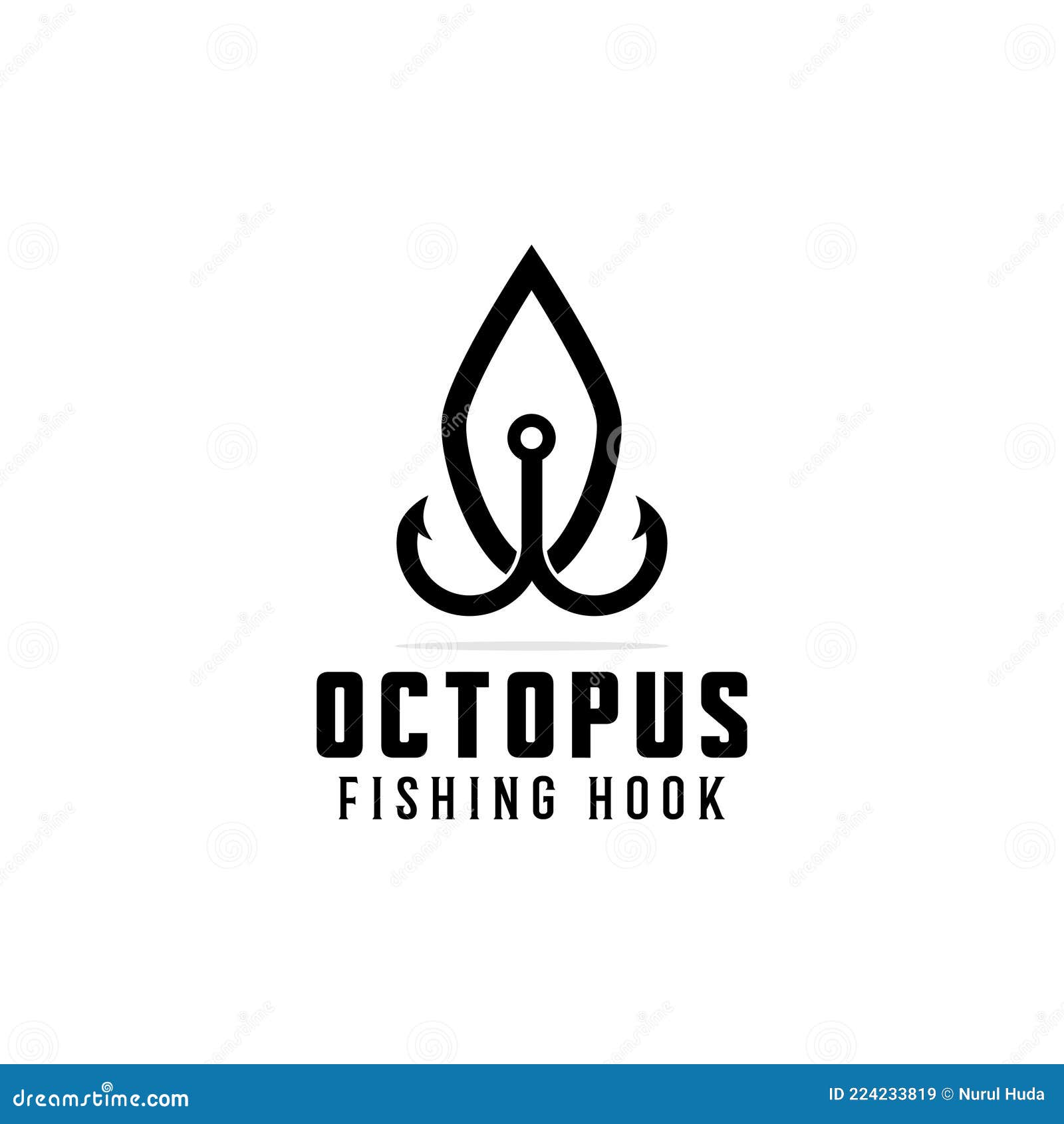 Creative Octopus and Fishing Hook Logo Design Modern,icon,fishing Logo ...