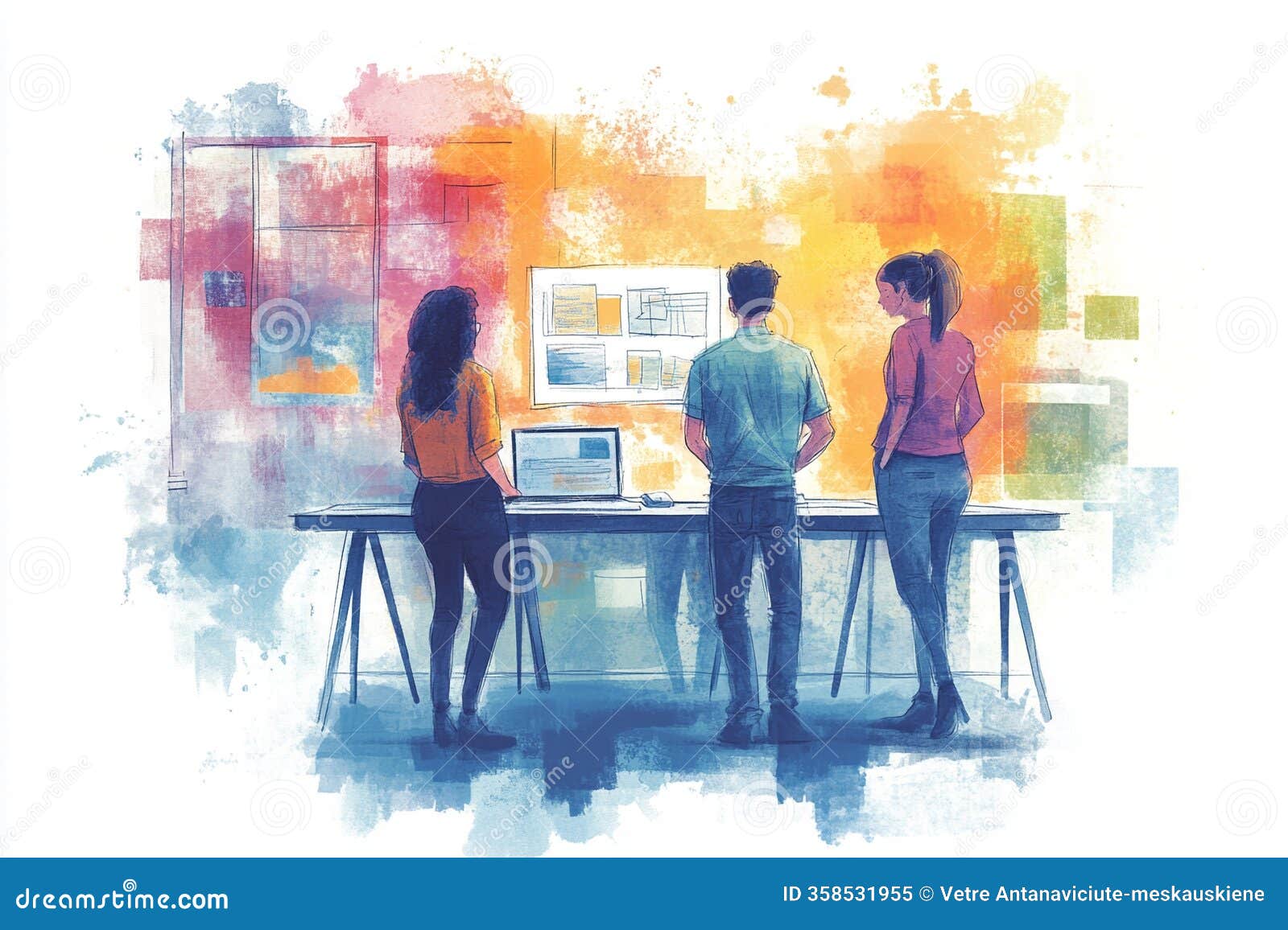 Creative Office Collaboration Stock Image - Image of office, digital ...