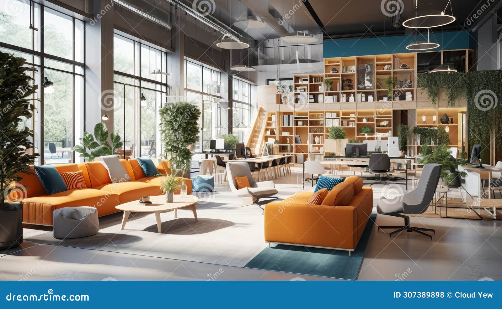 A Creative Office Design with Integrated Tech Solutions Stock ...