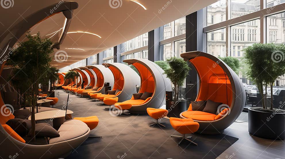 A Creative Office Design with Versatile Seating Arrangements Stock ...