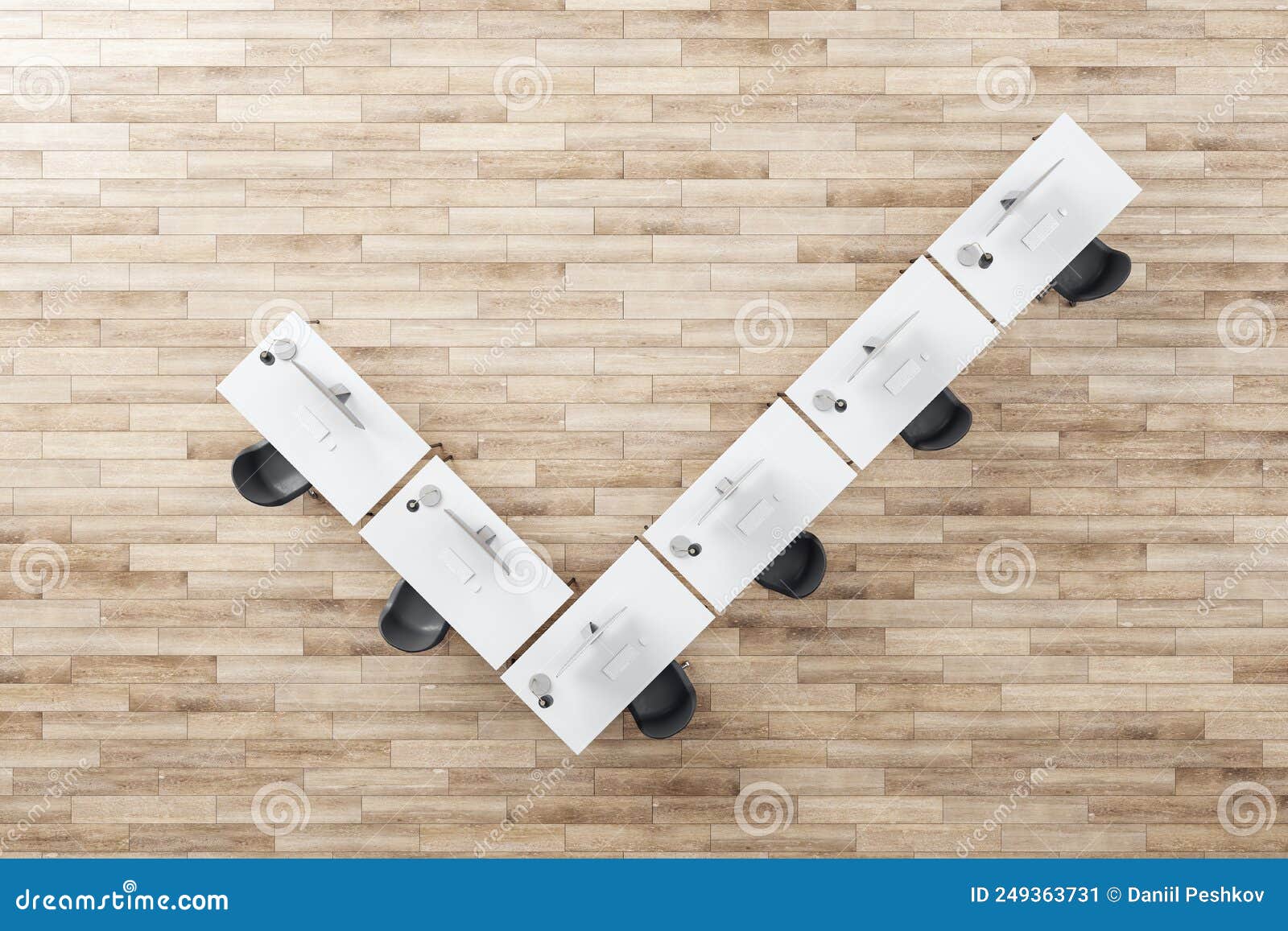 Creative Office Desk Tick Mark on Wooden Floor Background. Office, Work ...
