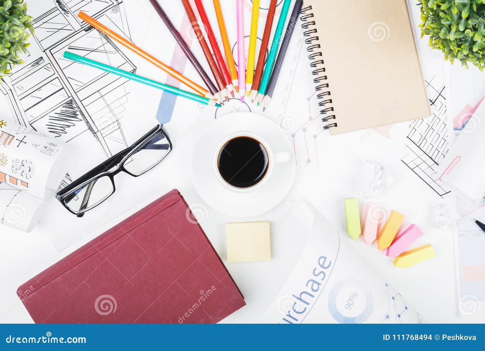 Creative Office Desk Top with Various Items Stock Photo - Image of ...