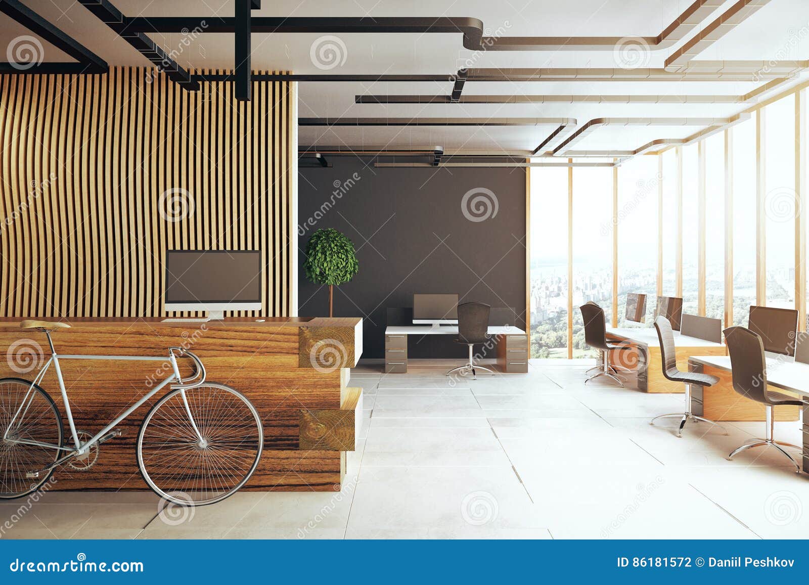 Creative office interior stock illustration. Illustration of design ...
