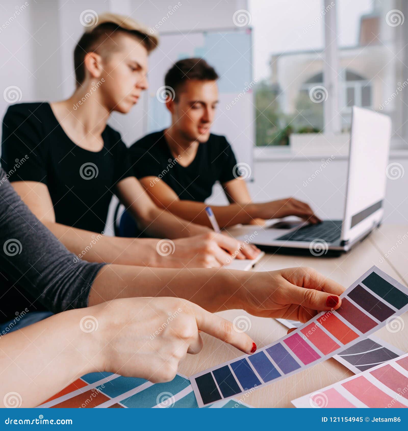 Graphic Designers Working with Color Samples Stock Image - Image of ...