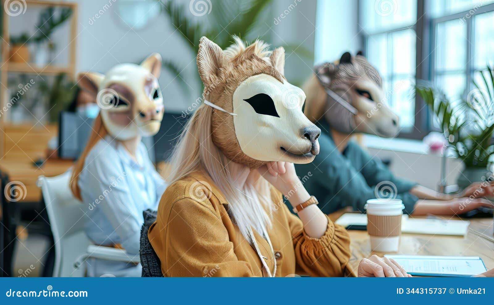 Creative Office Meeting with Animal Masks: Unique Team Collaboration ...