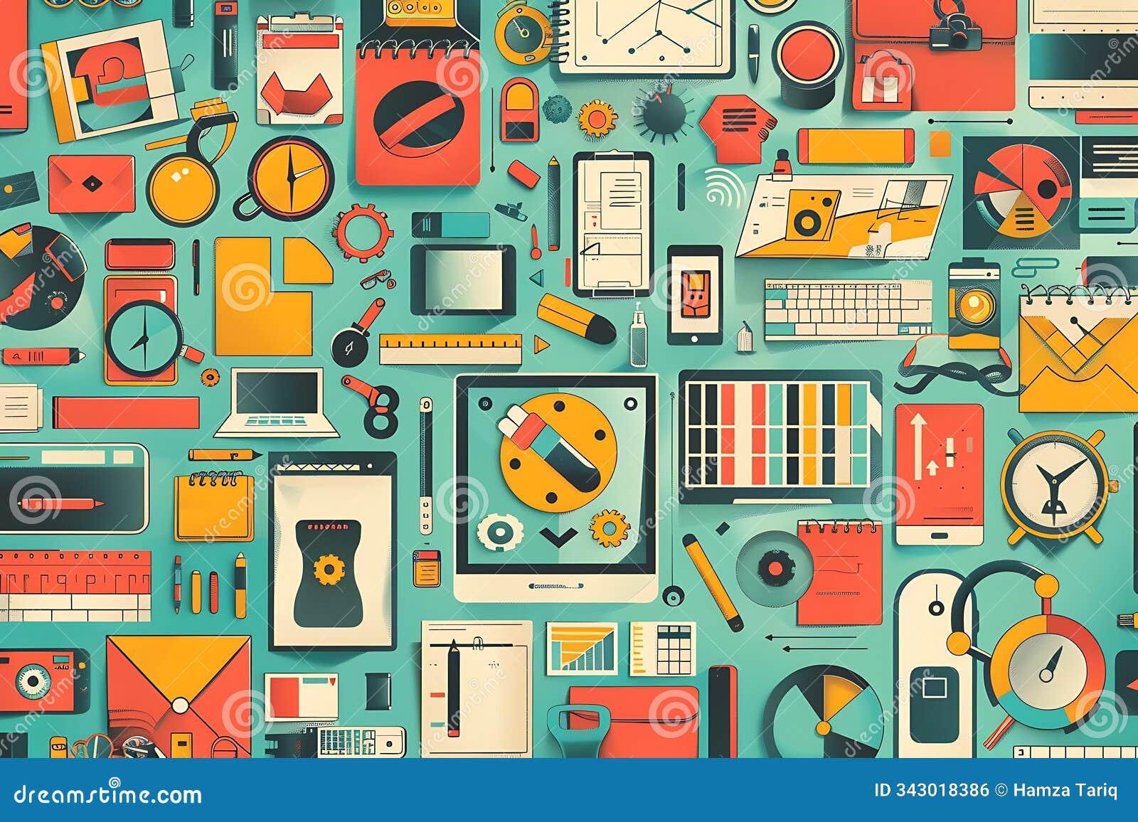 A Creative Office Poster Featuring a Team with Elements of ...