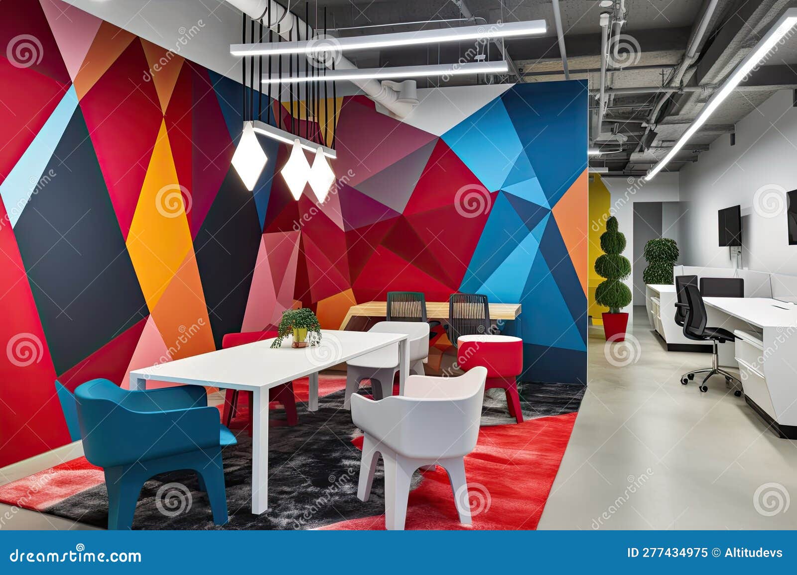 Creative Office Space with Bold Colors and Geometric Shapes To ...
