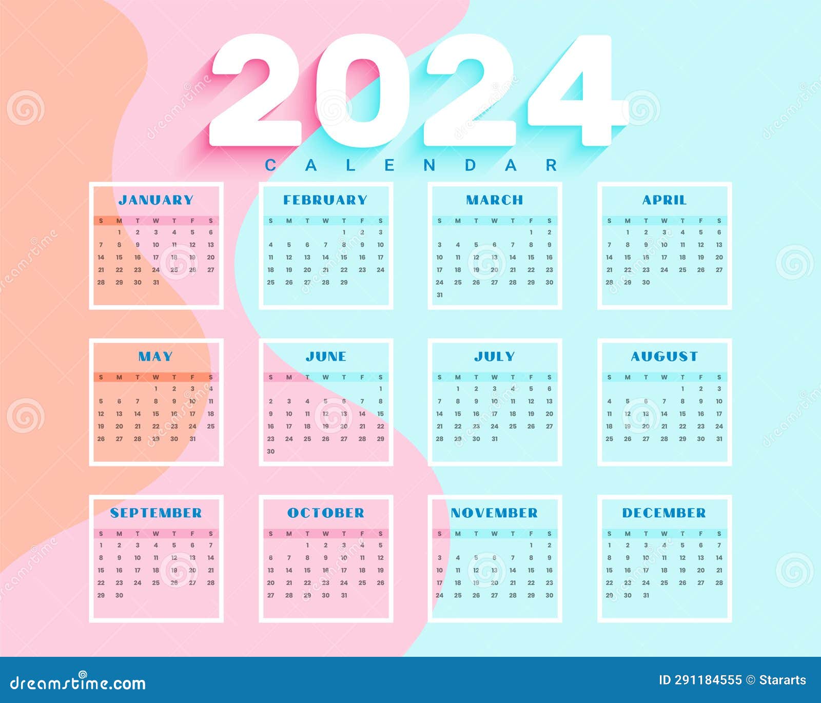 Creative 2024 Office Wall Template with Schedule Weeks and Days Design ...