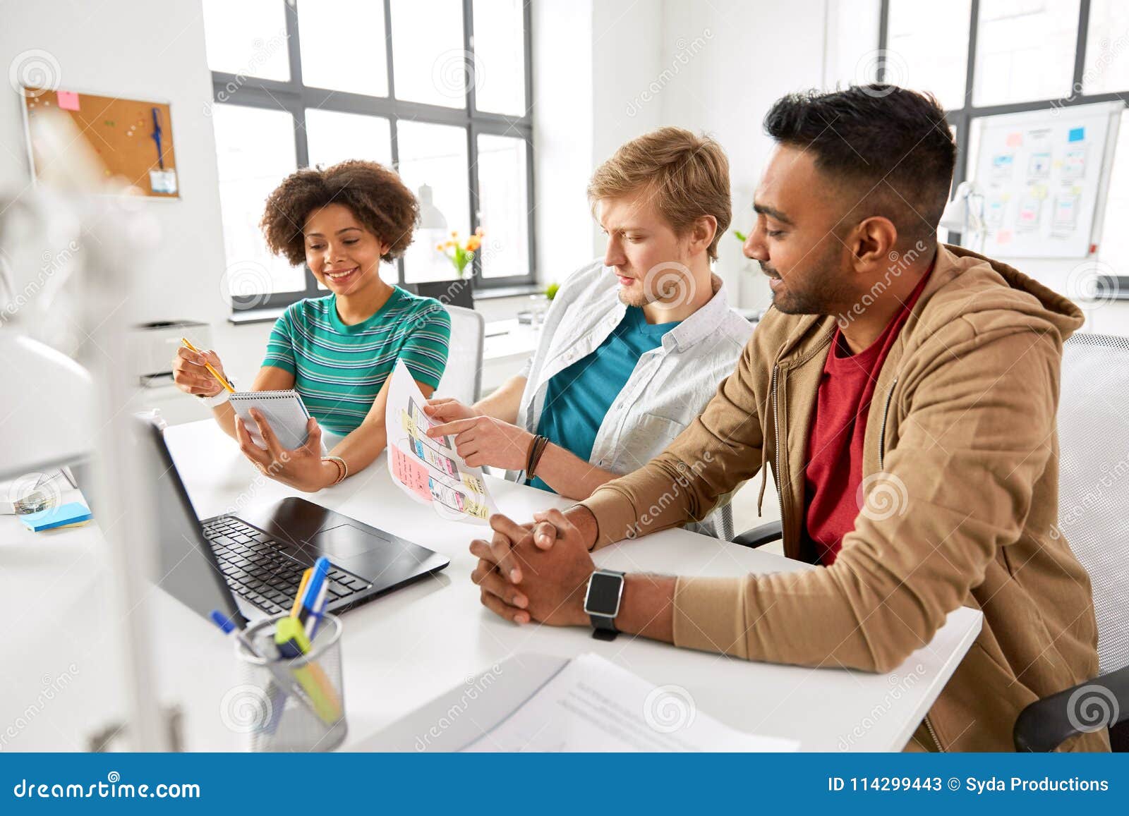 Creative Office Workers Discussing User Interface Stock Image - Image ...