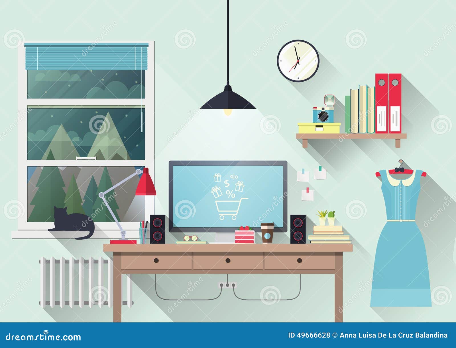 Creative Office Workspace of Blogger Stock Vector - Illustration of ...