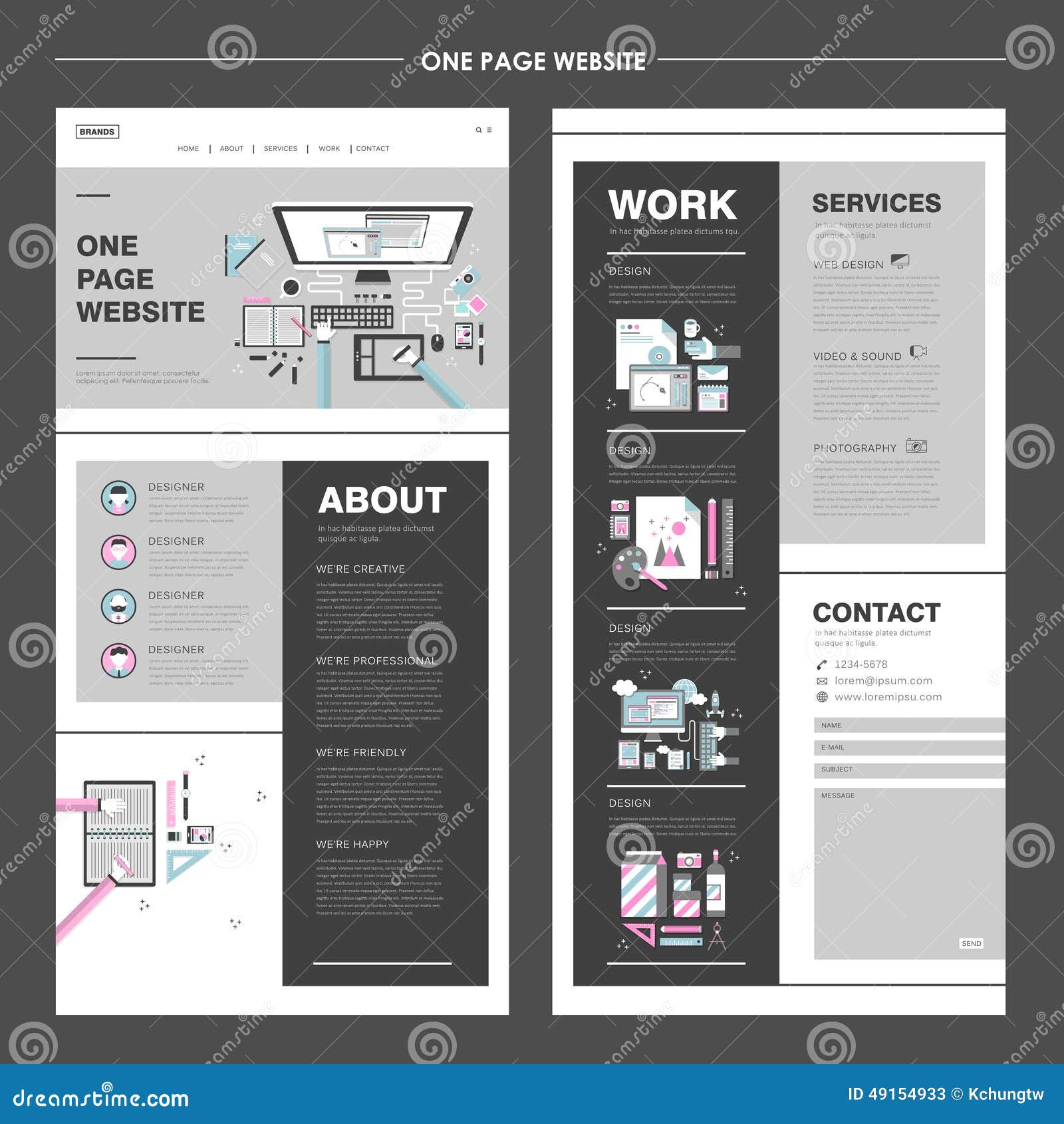Creative One Page Website Design Stock Vector - Illustration of ...