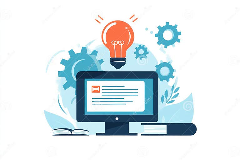 Creative Online Learning and Innovation Concept with Computer Display ...
