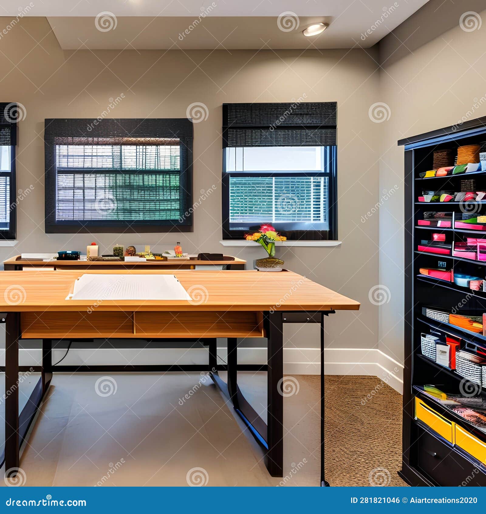 A Creative and Organized Craft Room with Ample Storage, a Large Work ...
