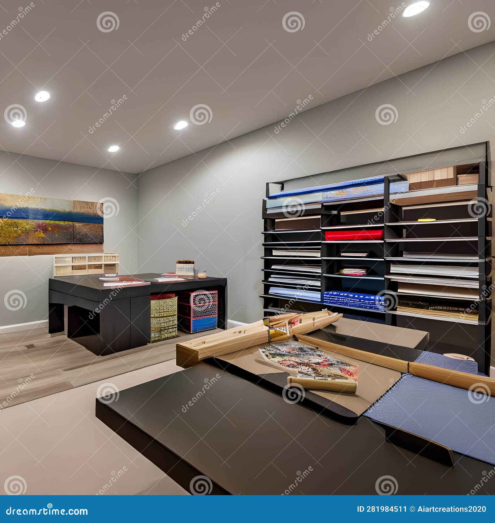 A Creative and Organized Craft Room with Ample Storage, a Large Work ...