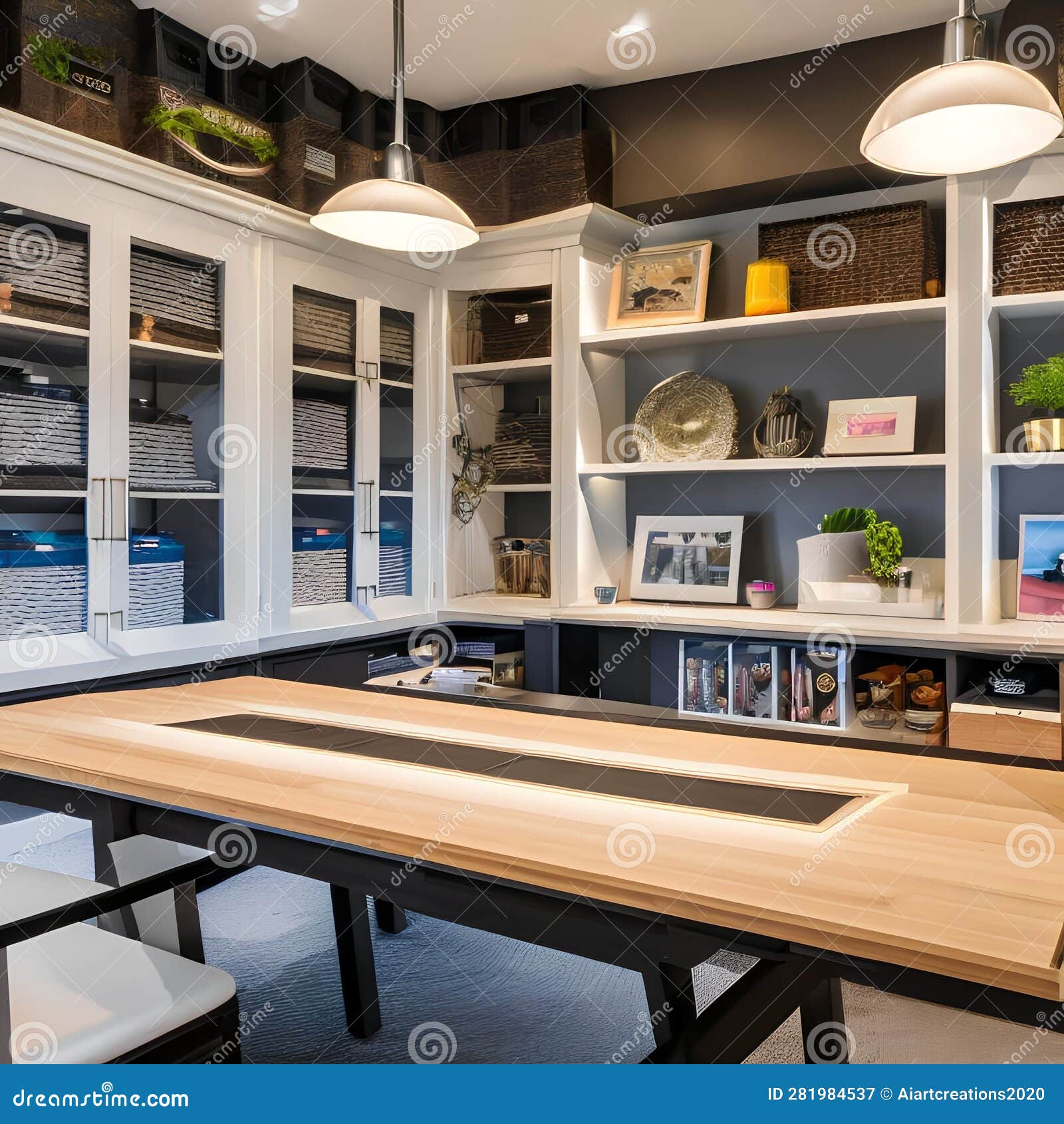 A Creative and Organized Craft Room with Ample Storage, a Large Work ...