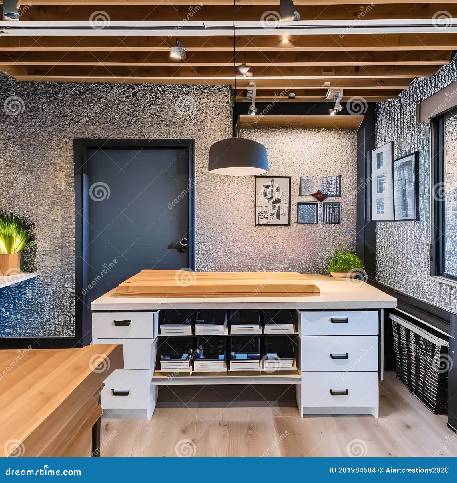 A Creative and Organized Craft Room with a Large Work Table, Plenty of ...