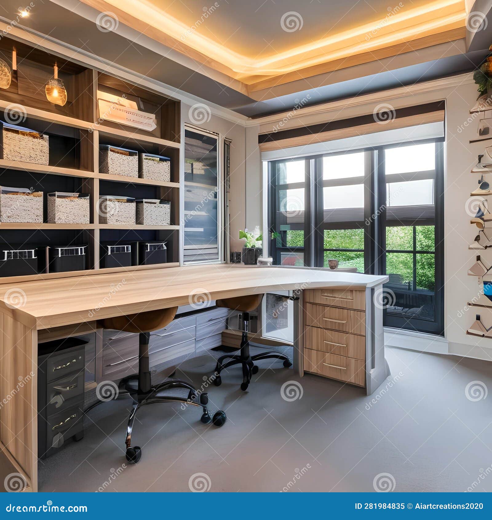 A Creative and Organized Craft Room with a Large Work Table, Plenty of ...