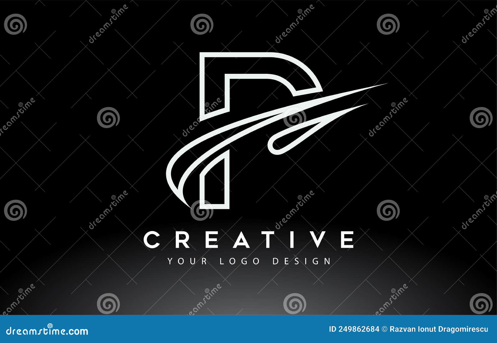 Creative P Letter Logo Design with Swoosh Icon Vector Stock Vector ...