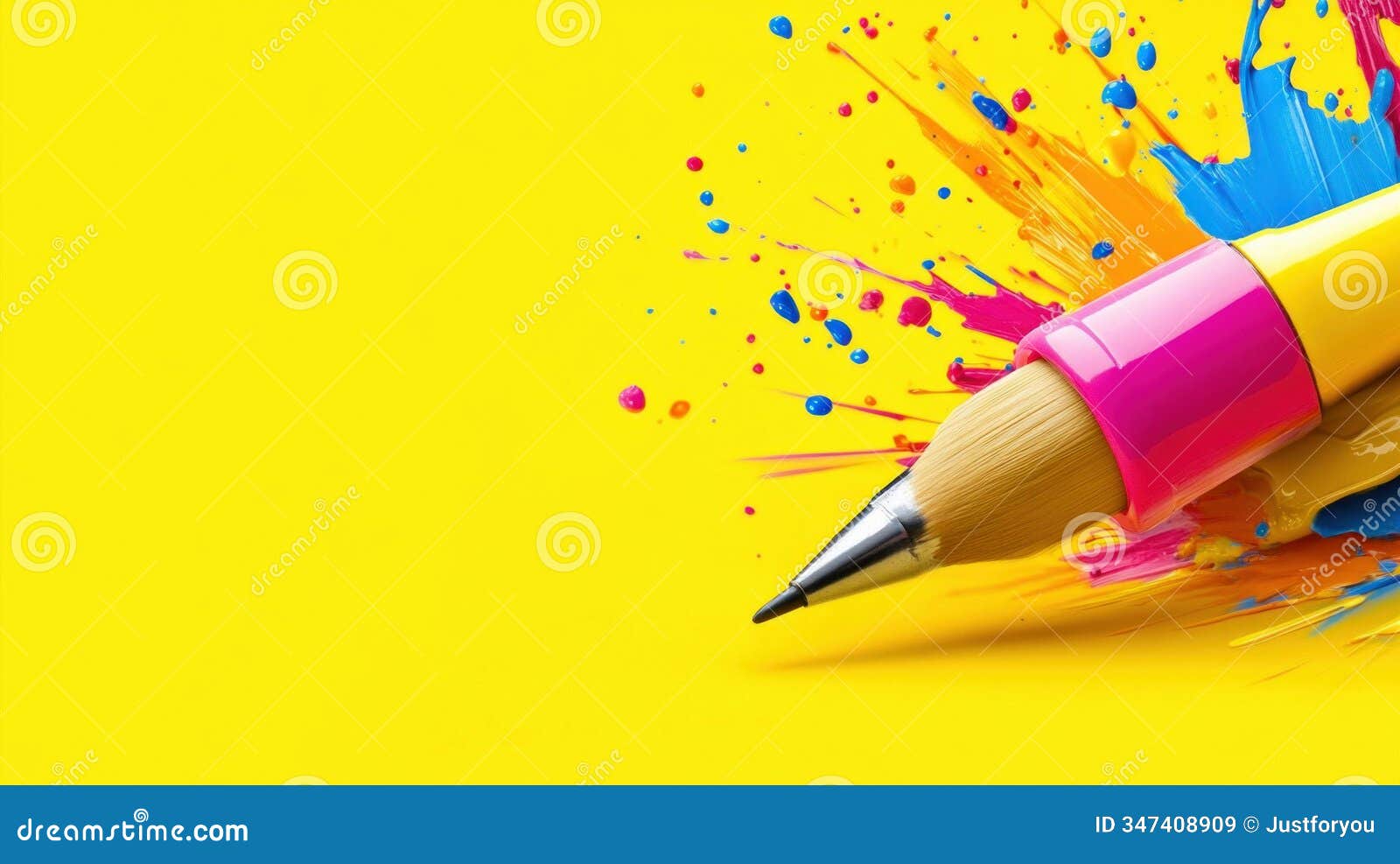 Creative Paint Splash with Brush Stock Illustration - Illustration of ...