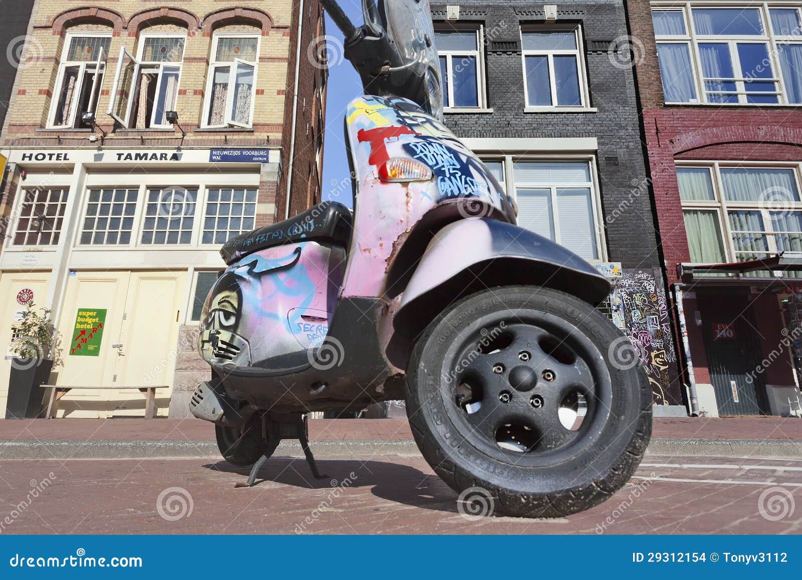 Creative Painted Scooter in Amnsterdam. Editorial Stock Image - Image ...