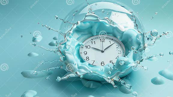 Creative Paper Art Collage Depicting the Concept of Time with Clock and Splash Elements in ...