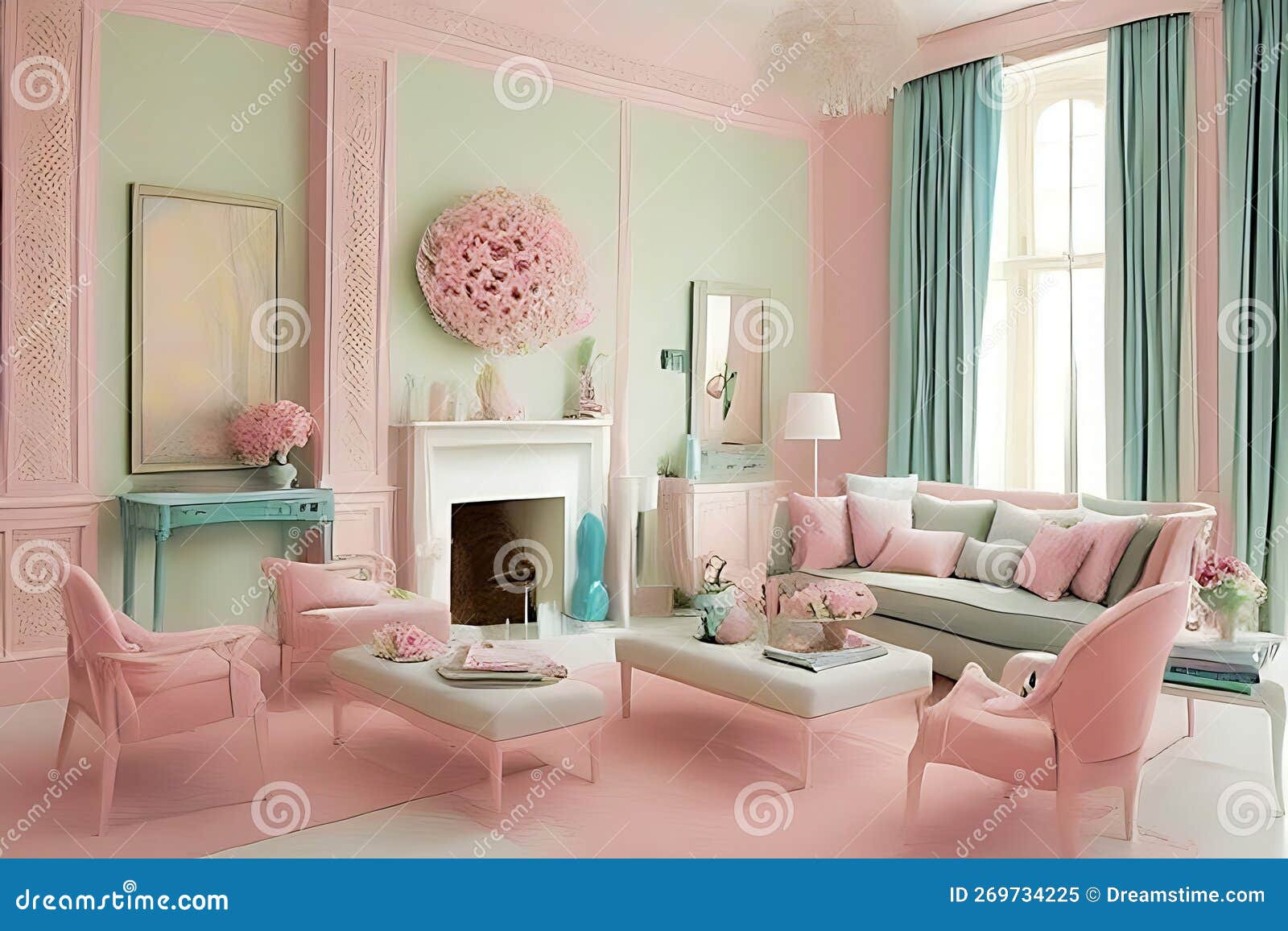 Creative Pastel Color Elegant Drawing Interior Design, Peculiar Stock ...