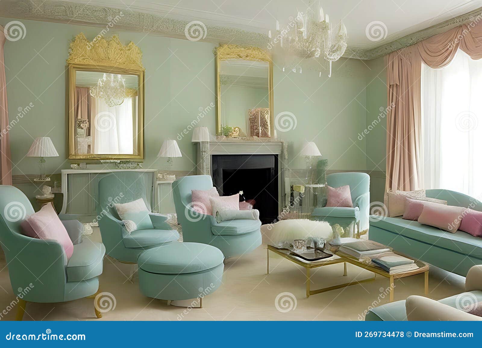 Creative Pastel Color Elegant Drawing Interior Design, Peculiar Stock ...