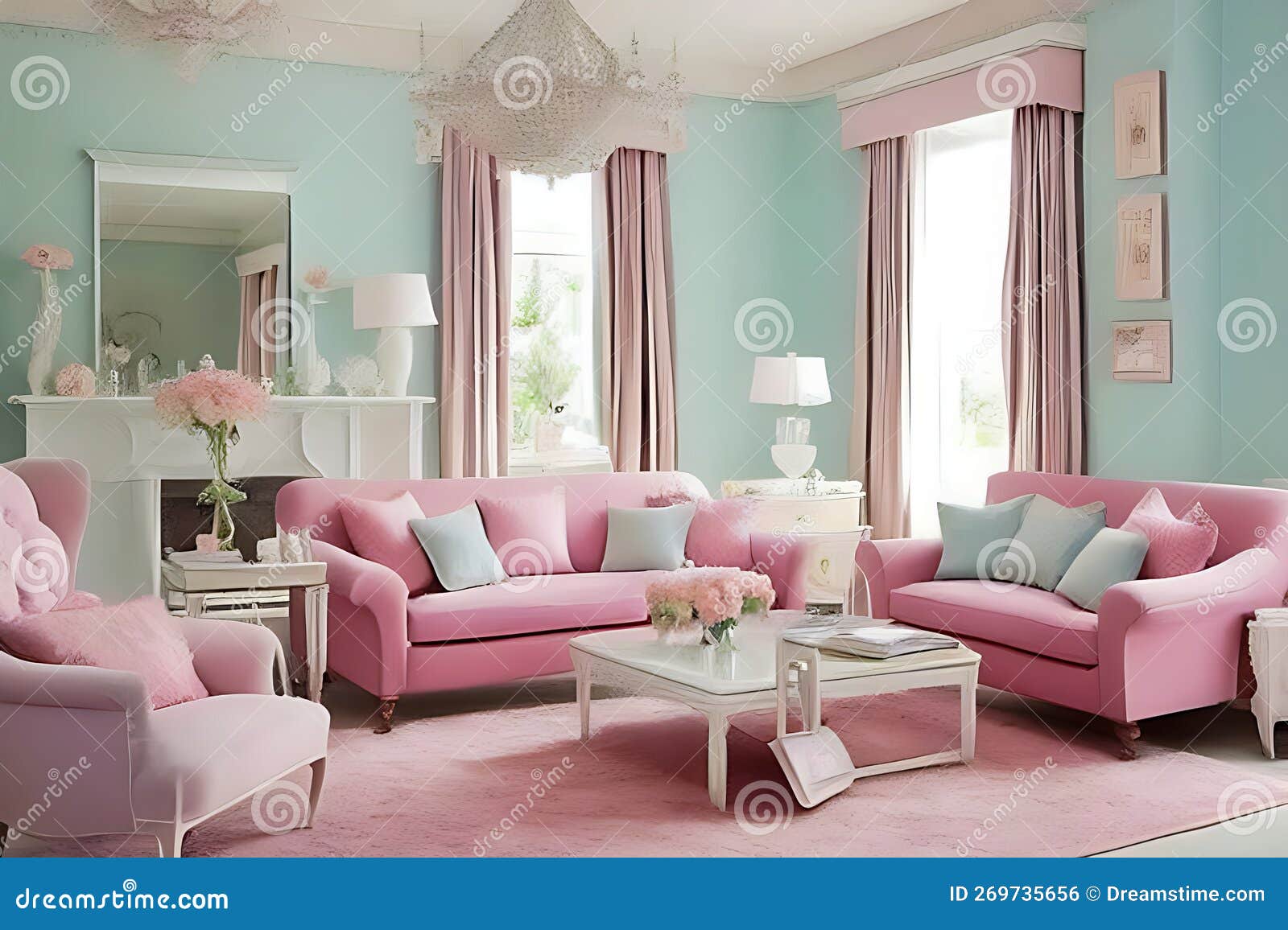 Creative Pastel Color Elegant Drawing Interior Design, Peculiar Stock ...