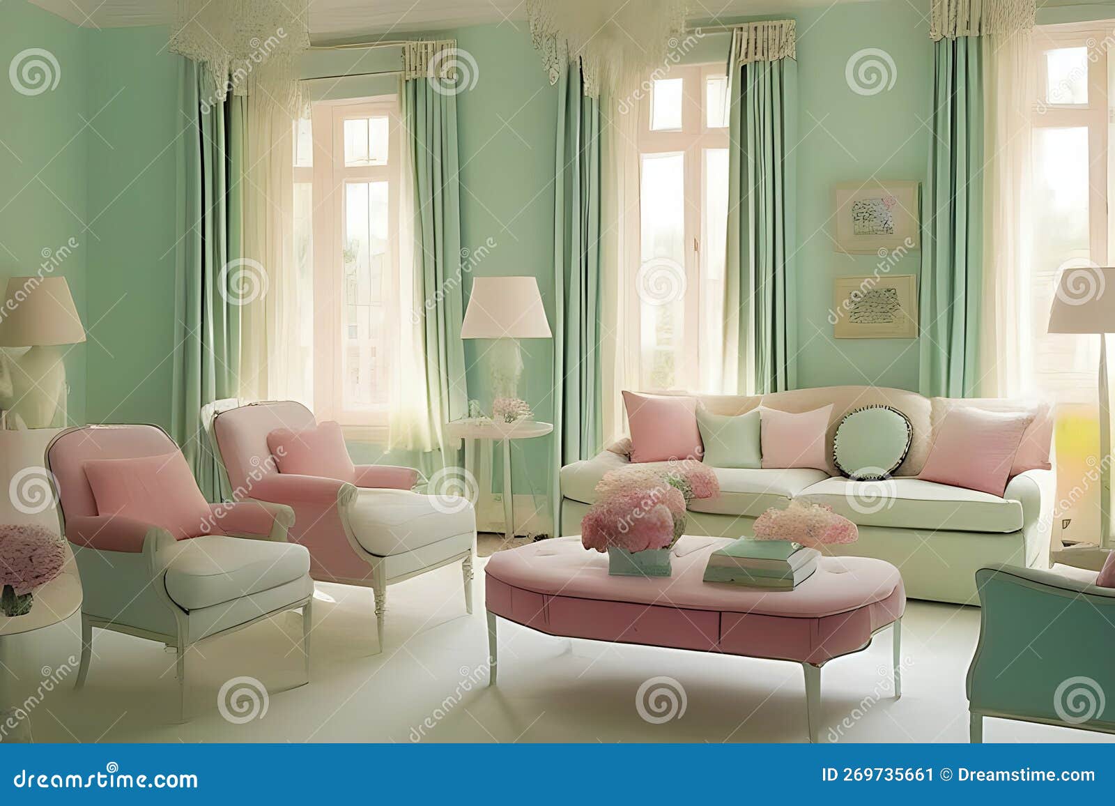 Creative Pastel Color Elegant Drawing Interior Design, Peculiar Stock ...