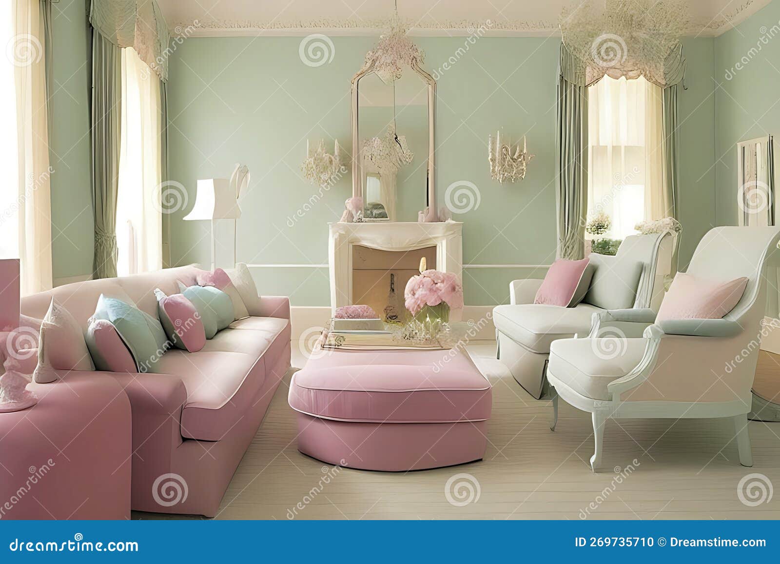 Creative Pastel Color Elegant Drawing Interior Design, Peculiar Stock ...