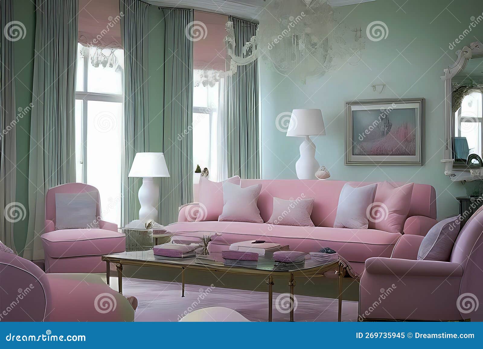 Creative Pastel Color Elegant Drawing Interior Design, Peculiar Stock ...