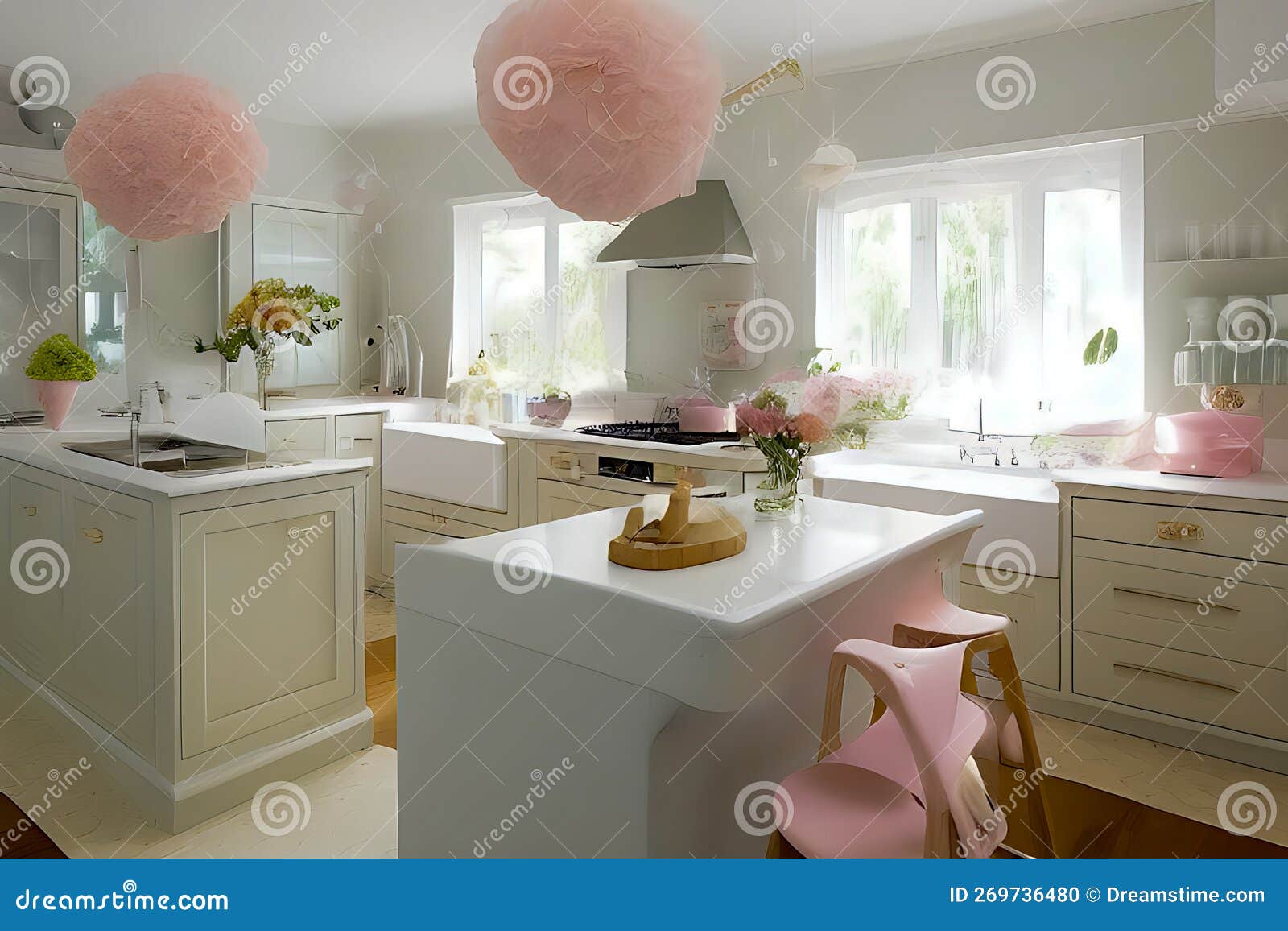 Creative Pastel Color Elegant Kitchen Interior Design, Peculiar Stock ...