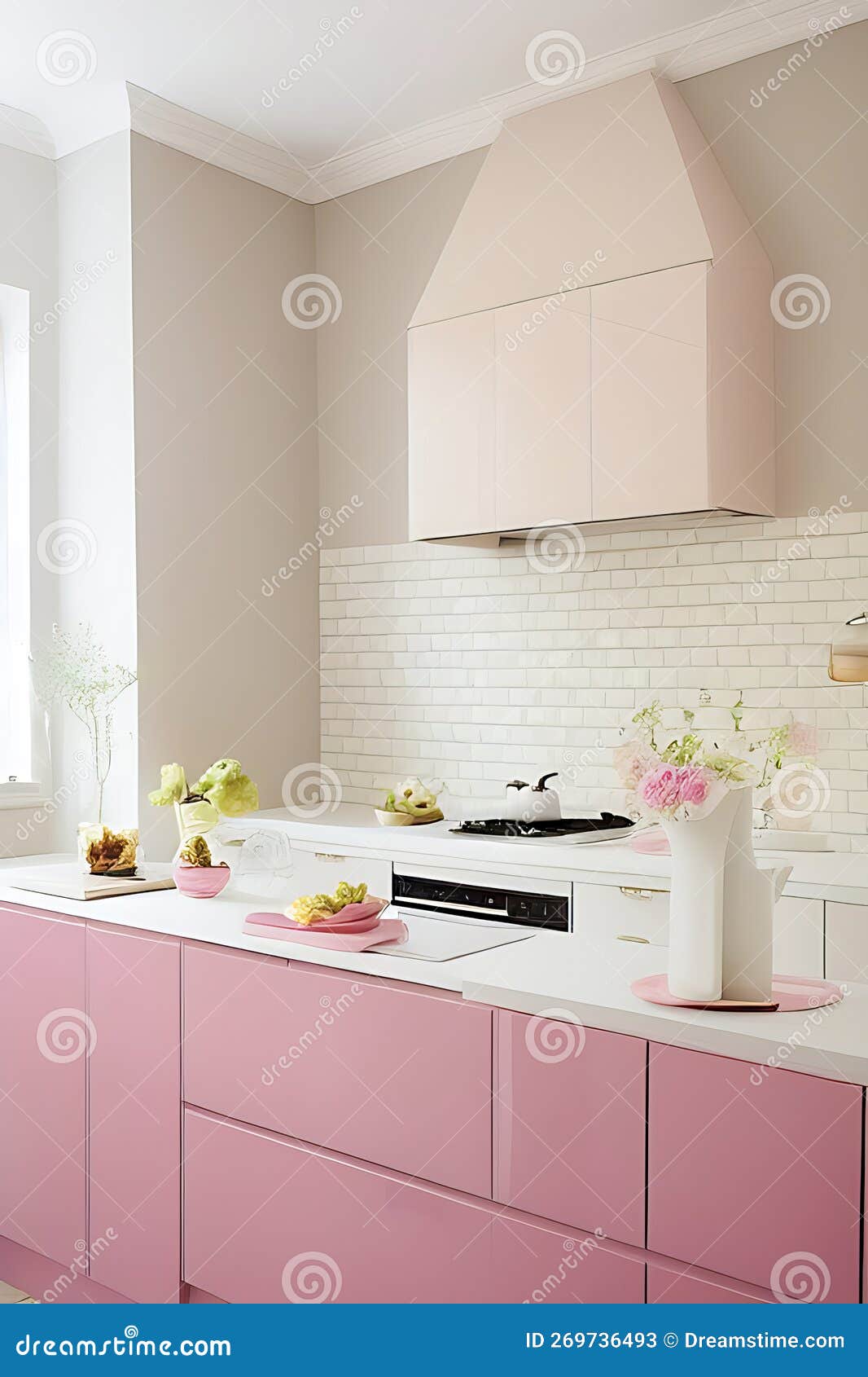 Creative Pastel Color Elegant Kitchen Interior Design, Peculiar Stock ...