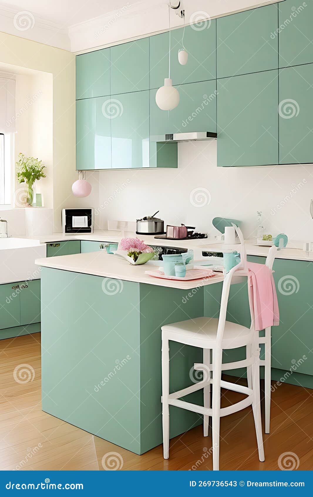 Creative Pastel Color Elegant Kitchen Interior Design, Peculiar Stock ...