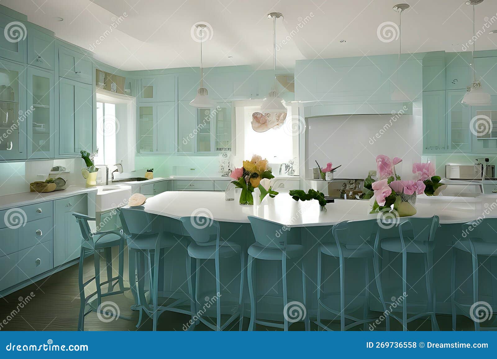 Creative Pastel Color Elegant Kitchen Interior Design, Peculiar Stock ...
