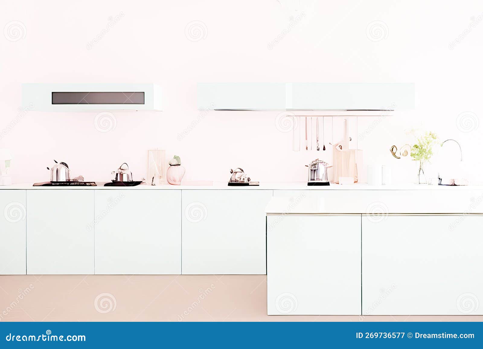 Creative Pastel Color Elegant Kitchen Interior Design, Peculiar Stock ...