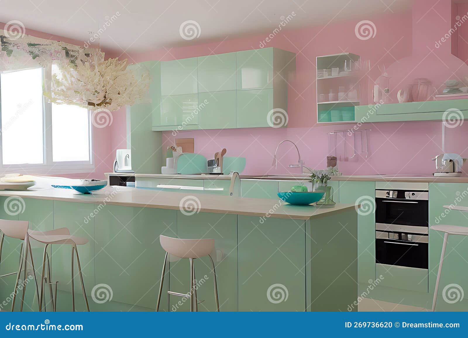 Creative Pastel Color Elegant Kitchen Interior Design, Peculiar Stock ...