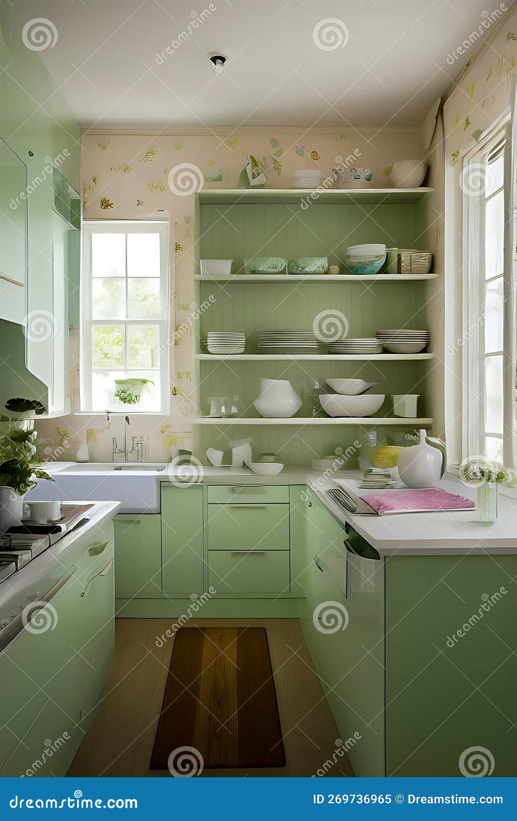 Creative Pastel Color Elegant Kitchen Interior Design, Peculiar Stock ...