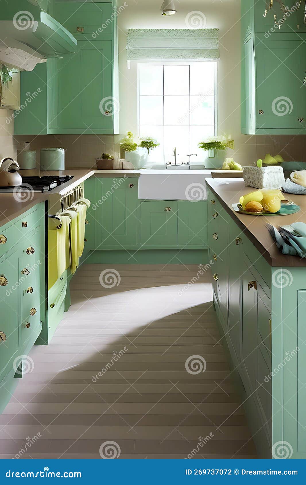 Creative Pastel Color Elegant Kitchen Interior Design, Peculiar Stock ...