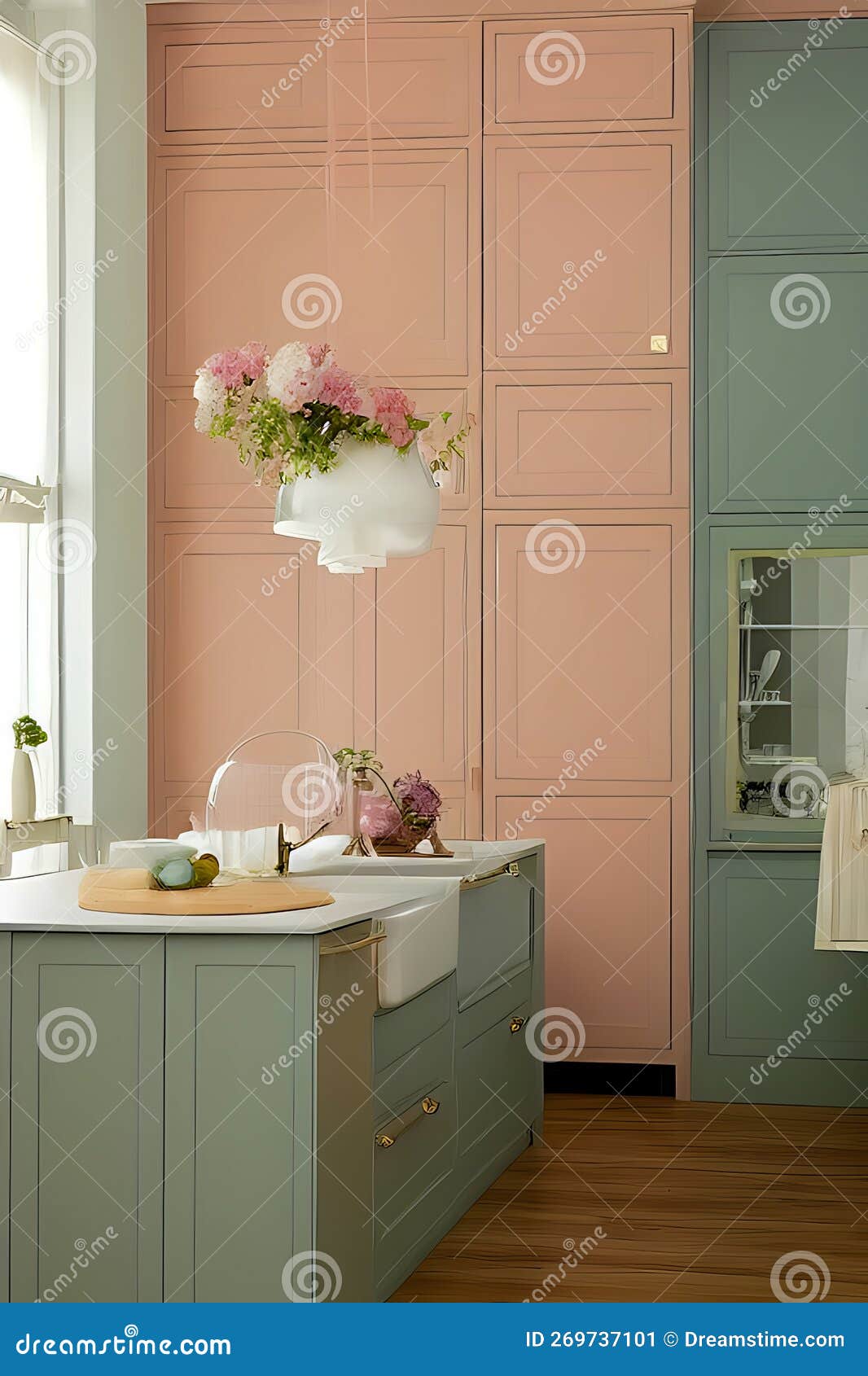 Creative Pastel Color Elegant Kitchen Interior Design, Peculiar Stock ...