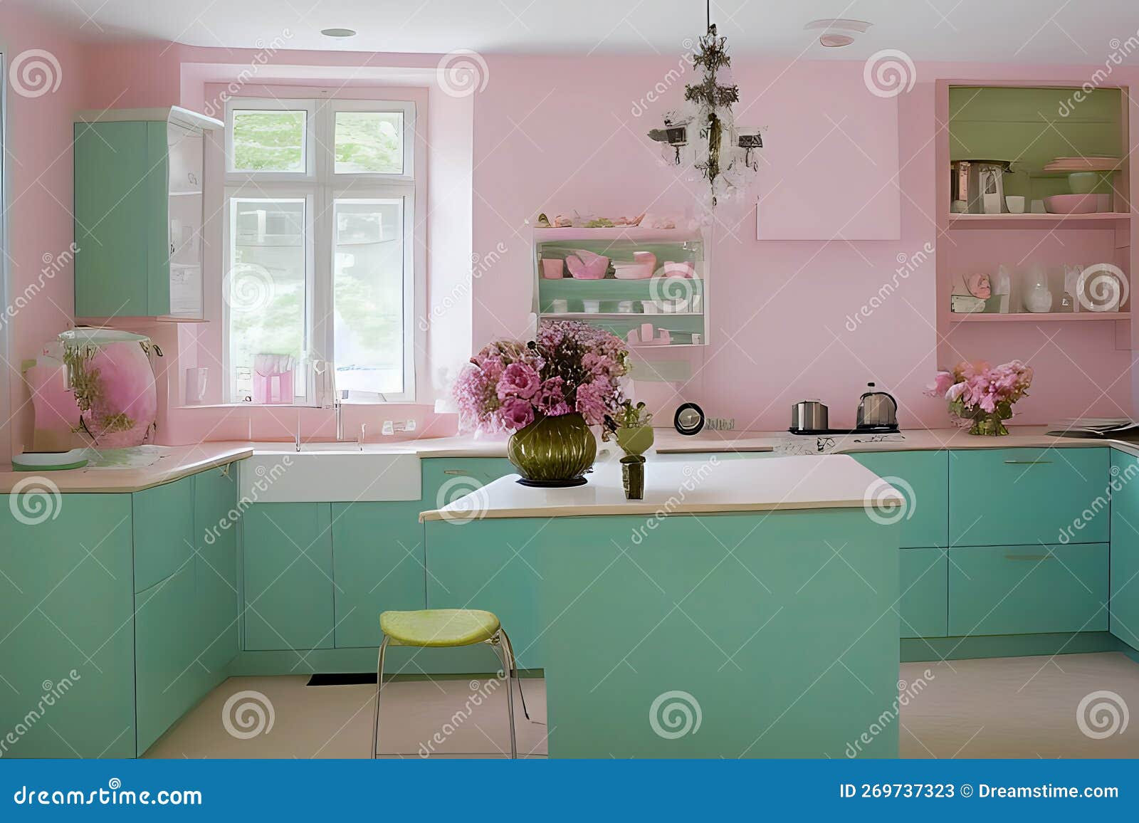 Creative Pastel Color Elegant Kitchen Interior Design, Peculiar Stock ...