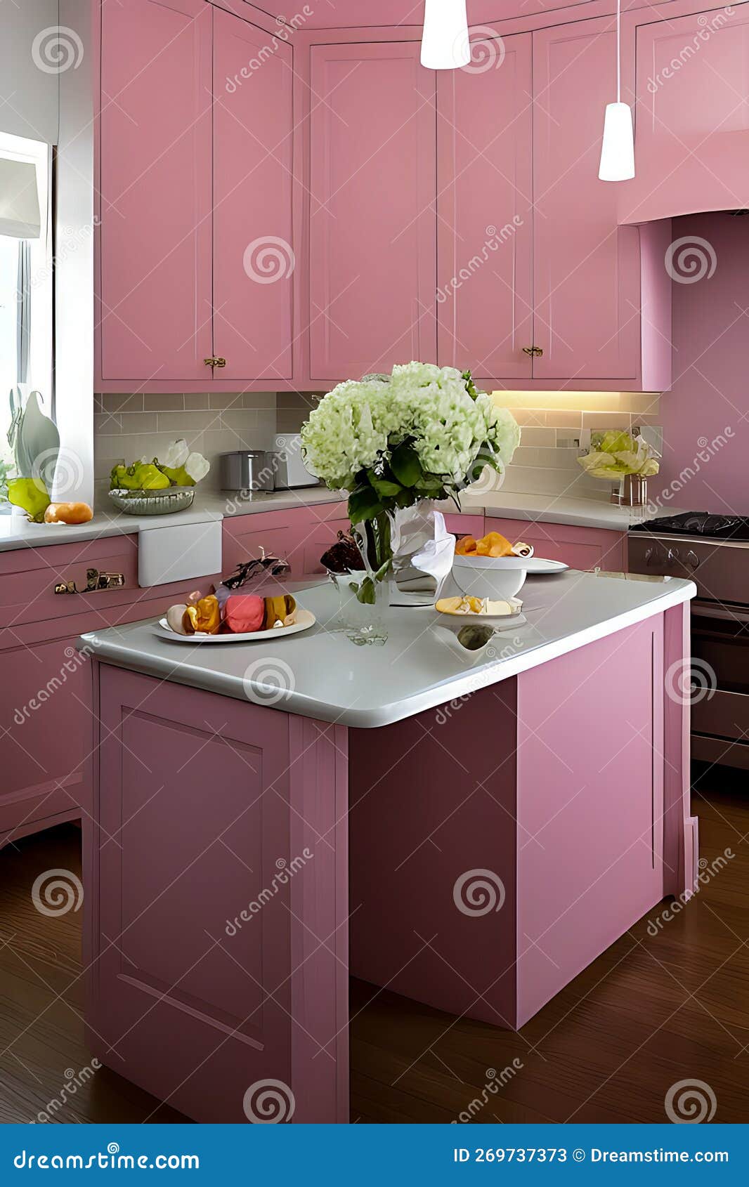 Creative Pastel Color Elegant Kitchen Interior Design, Peculiar Stock ...
