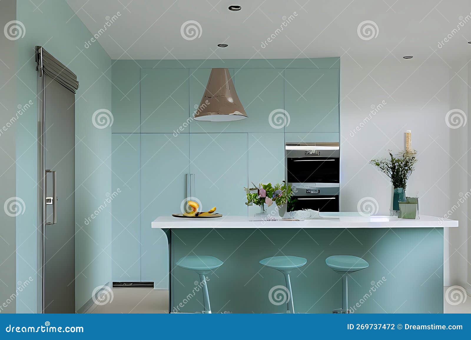 Creative Pastel Color Elegant Kitchen Interior Design, Peculiar Stock ...