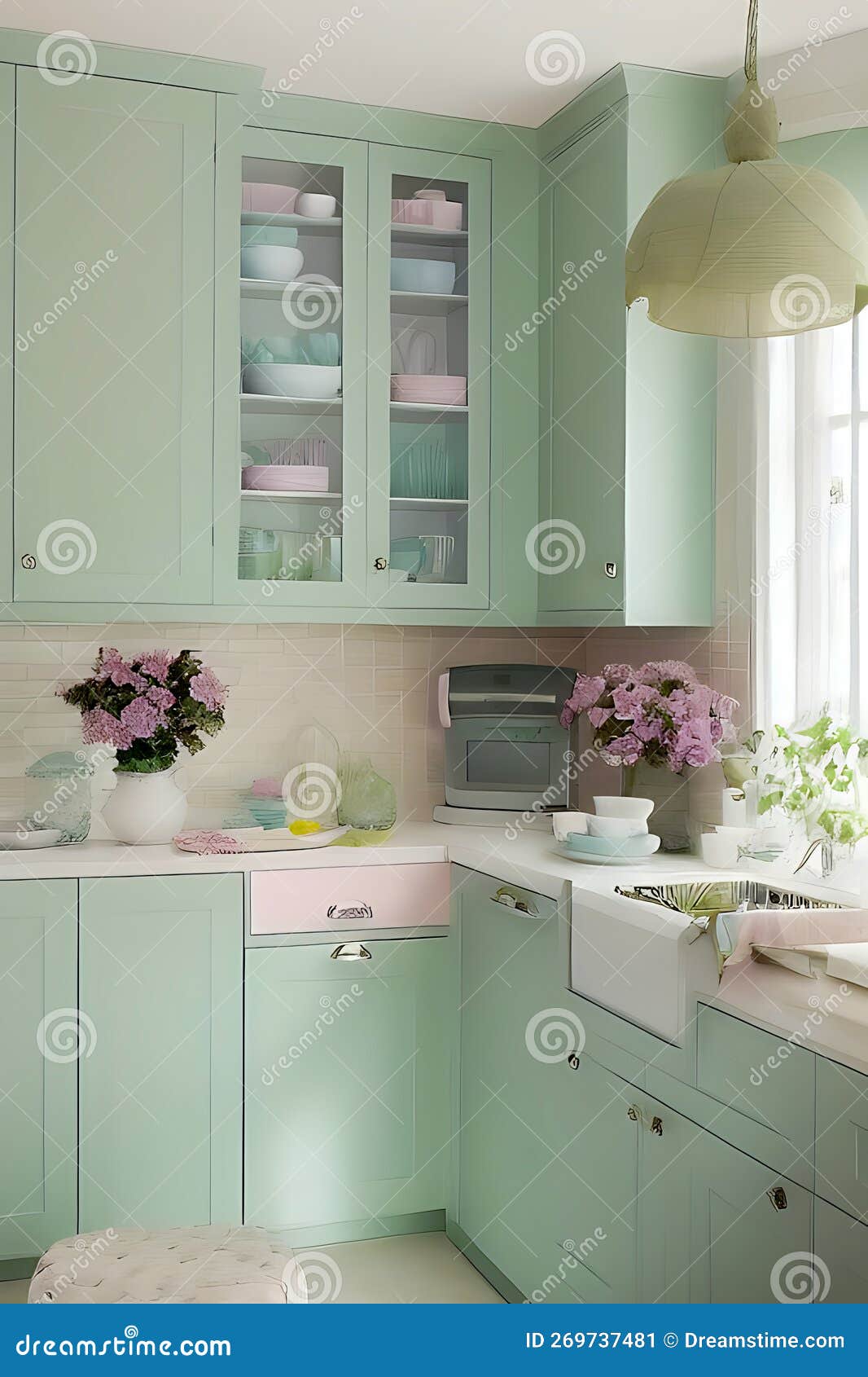 Creative Pastel Color Elegant Kitchen Interior Design, Peculiar Stock ...