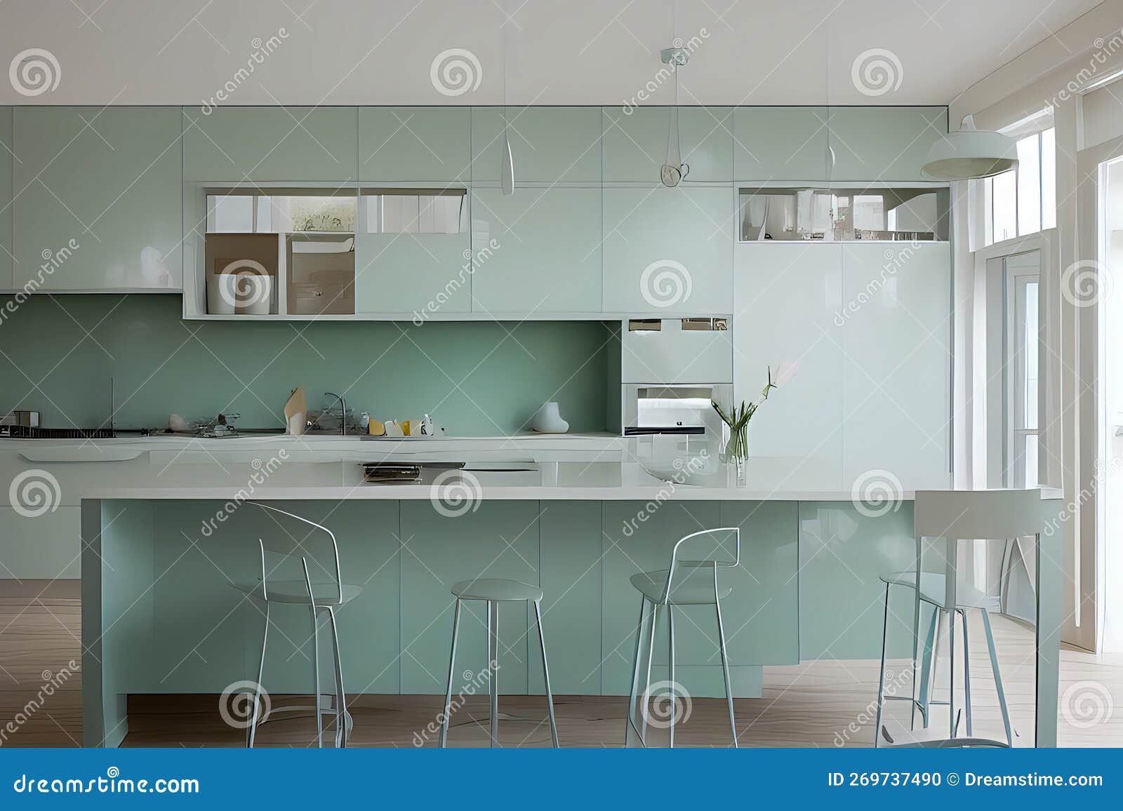 Creative Pastel Color Elegant Kitchen Interior Design, Peculiar Stock ...