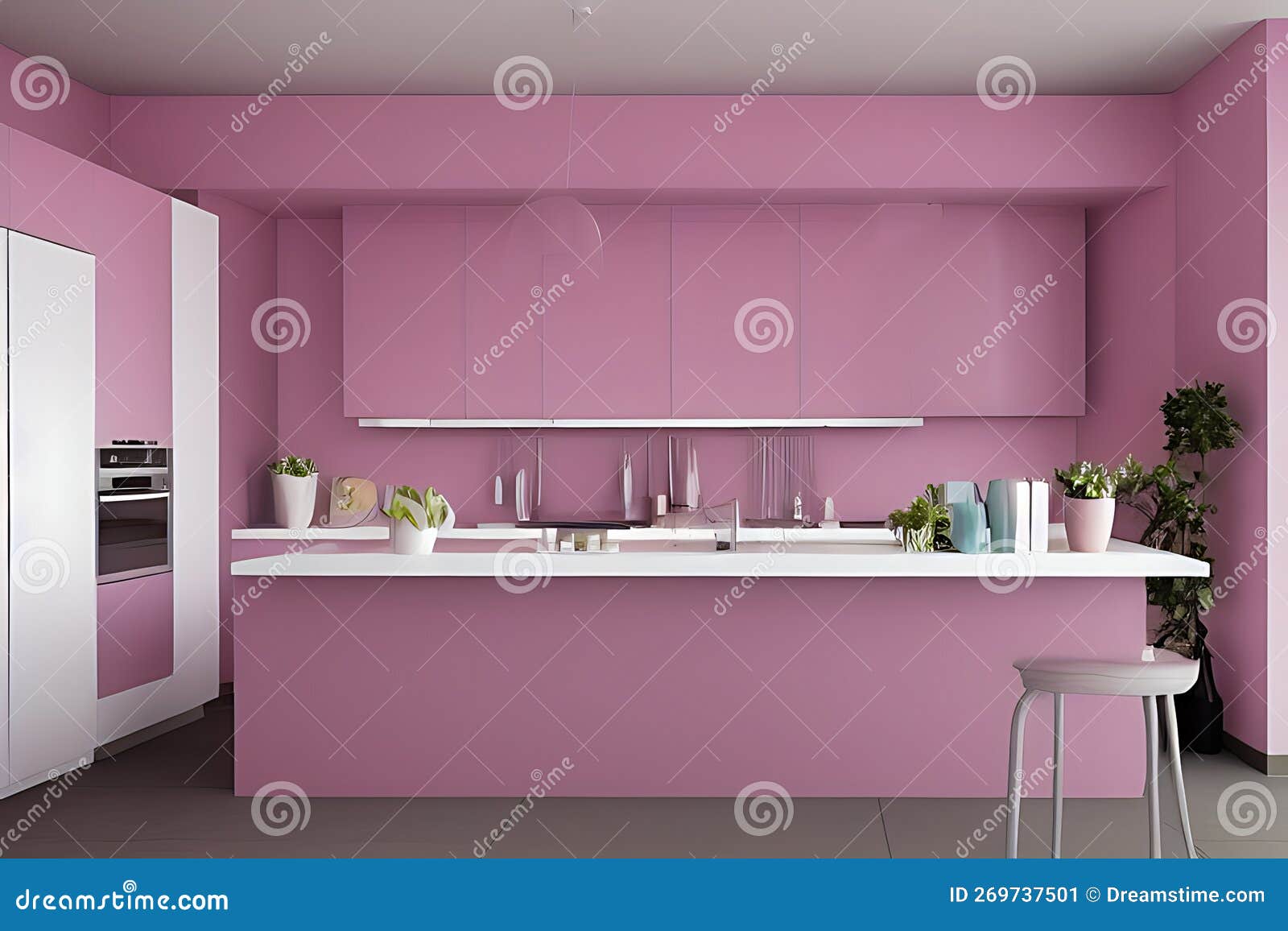Creative Pastel Color Elegant Kitchen Interior Design, Peculiar Stock ...