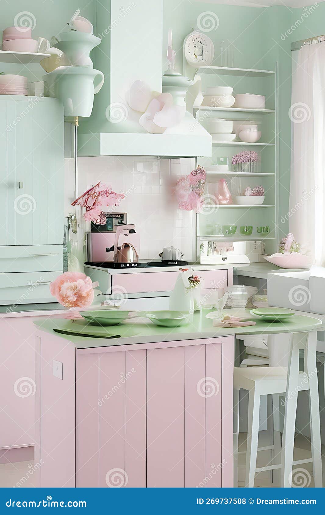 Creative Pastel Color Elegant Kitchen Interior Design, Peculiar Stock ...