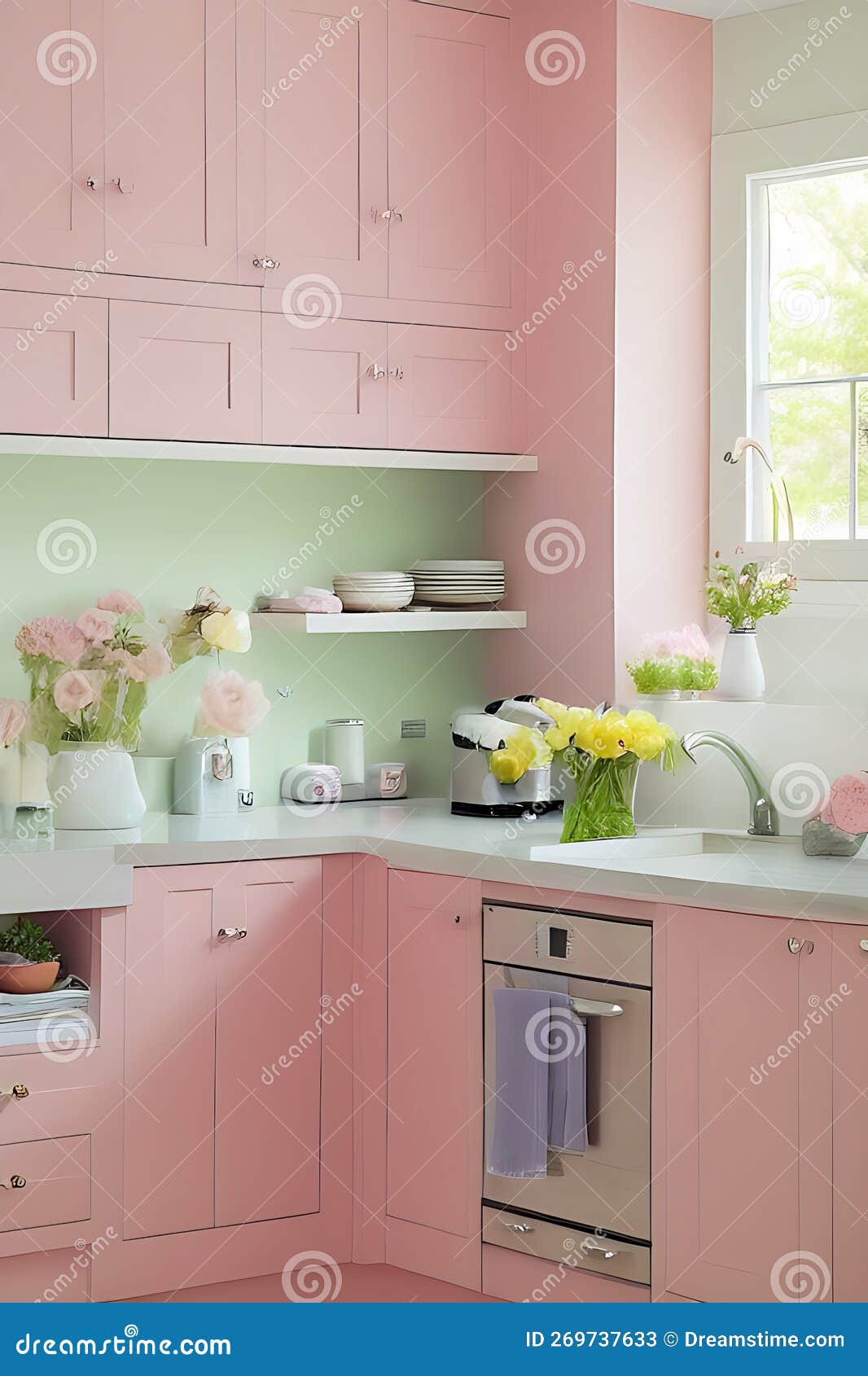 Creative Pastel Color Elegant Kitchen Interior Design, Peculiar Stock ...