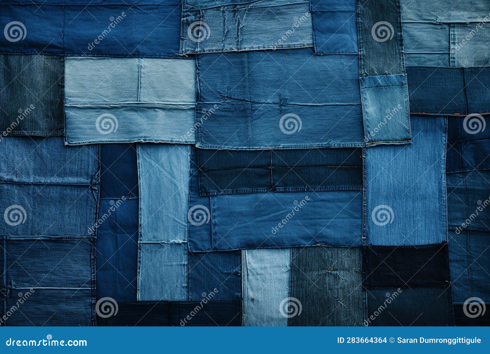 Creative Patchwork of Denim Textures in Various Shades of Blue, Ideal ...